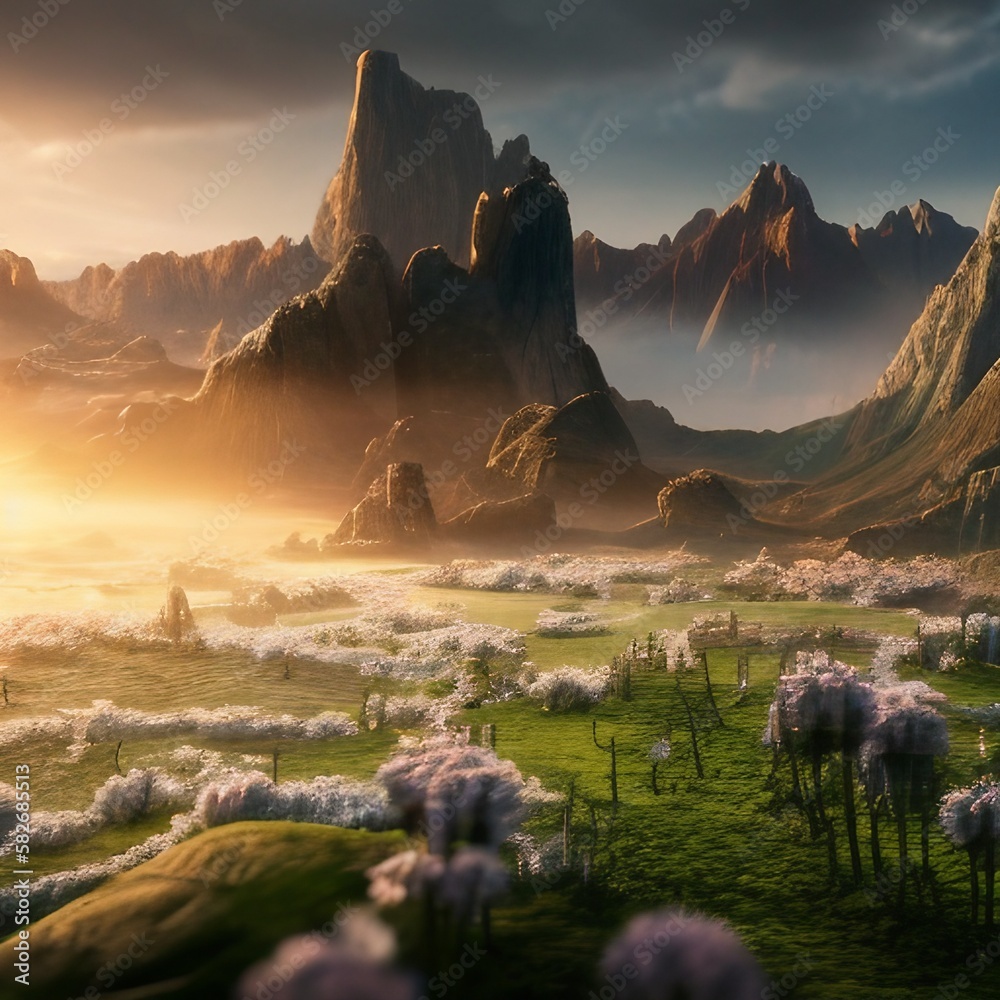 Mysterious realistic highly detailed sci fi Spring Landscape That ...