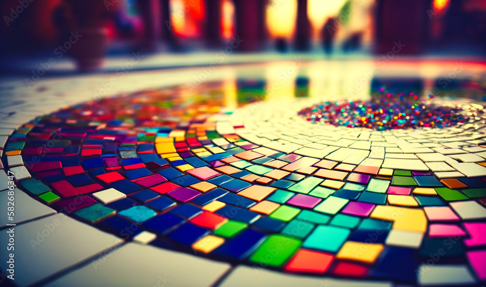 Mosaic backgrounds with small and colorful tiles arranged in a ...