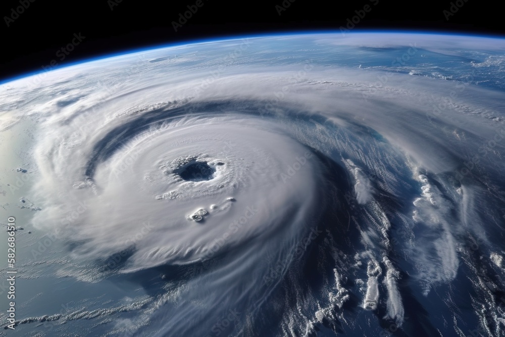 Hurricane over the Atlantics close to the US coast viewed from the ...