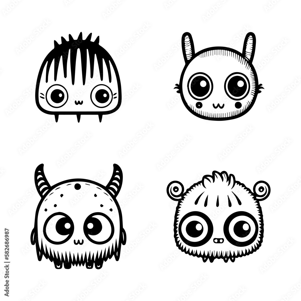 Vektorová grafika „Adorable and quirky, this cute anime monster ...