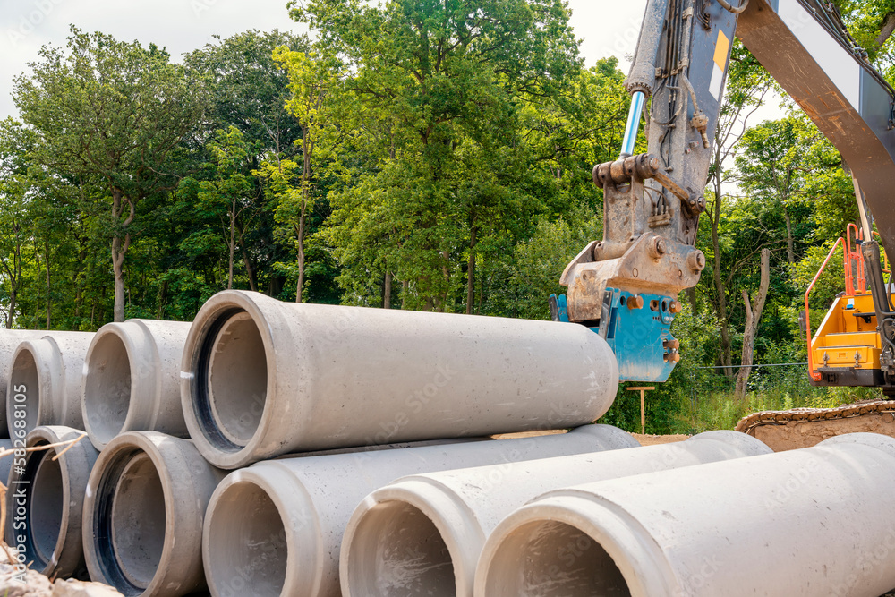 Big diameter concrete pipes for drainage works delivered on ...