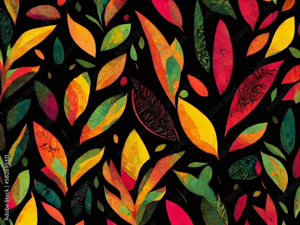 Multicolored plants, plant pattern. Backdrop of organic plant forms and ...