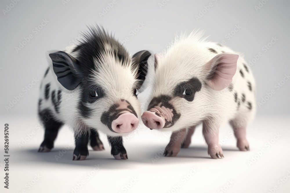 2 cute little piggies mini pigs cute spotted friendship pet vegan ...