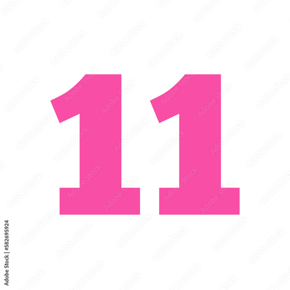 Number eleven 11 on white background transparent pink color Stock ...