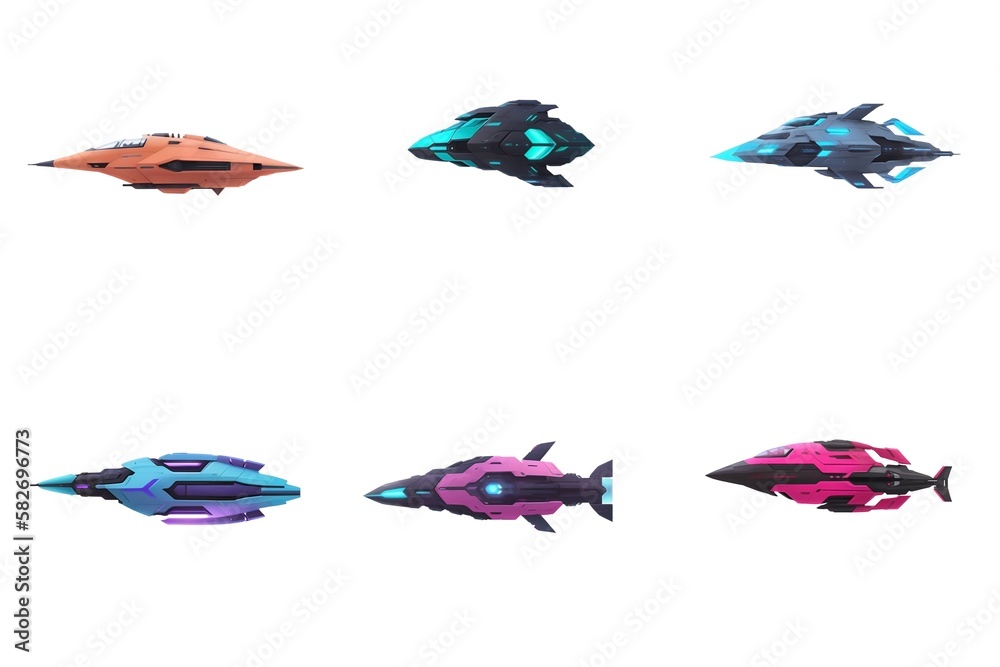 Fast Flight Alien Space Missile Drone 2D Game Set, Colorful Accent ...