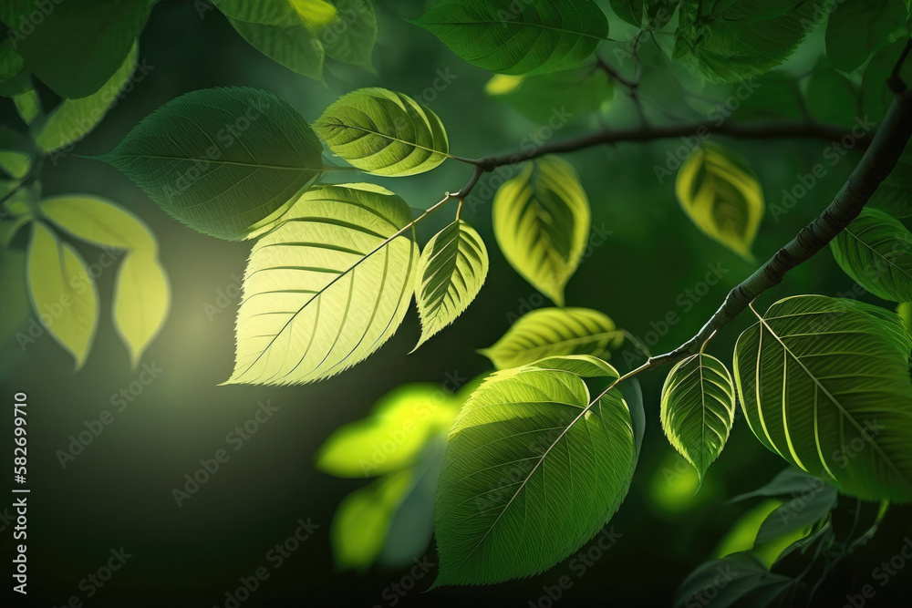 AI generated green natural tree leaves on spring fresh background Stock Illustration | Adobe Stock