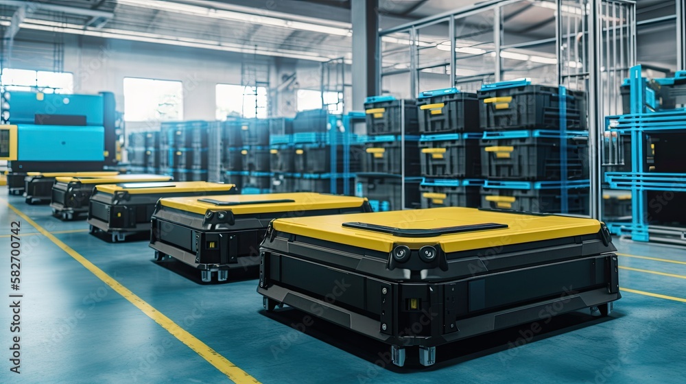 Concept of smart factory and 5G for industrial. Autonomous Robotic ...