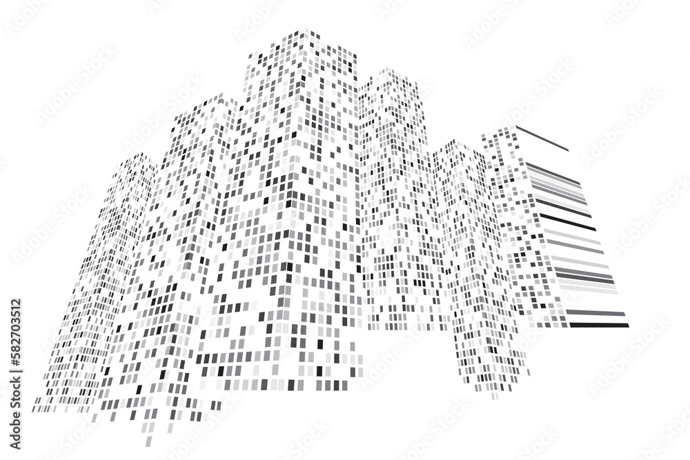 Cityscape on transparent background, Building perspective, Modern ...