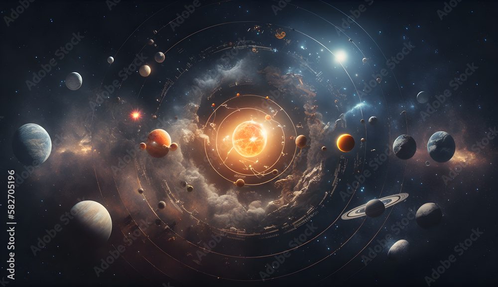 stunning depiction of solar system with planets in orbit and ...
