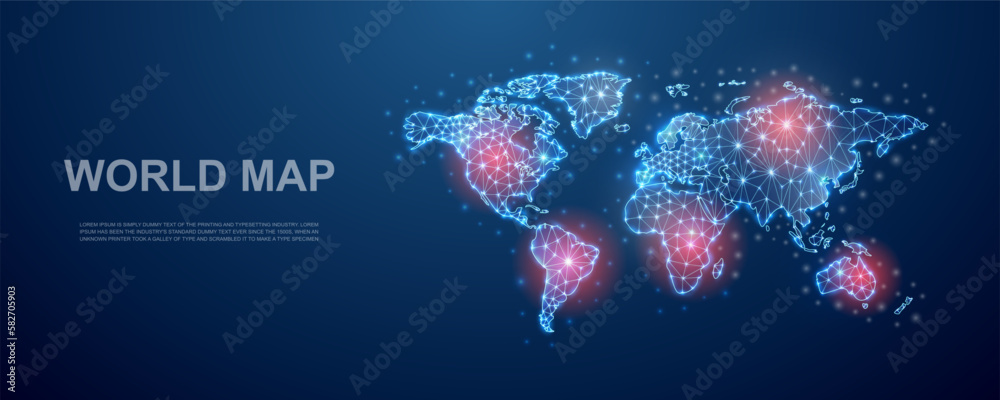 Vektorová grafika „World Map with disease low poly infographics ...