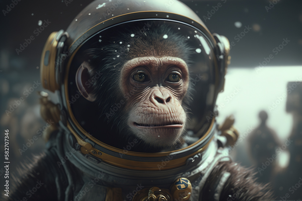 An astronaut monkey explores space in his spacesuit. Generative AI ...