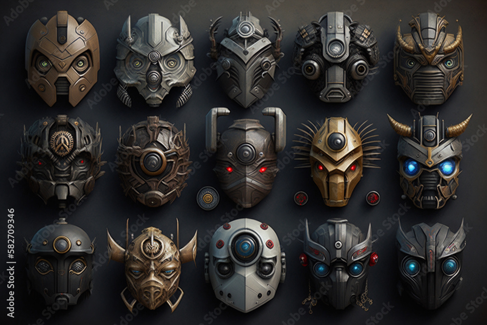 collection Robot heads cyborg heads and faces robot mask robot faces ...