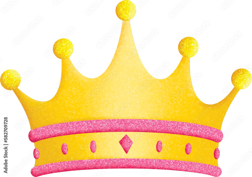 Queen Crown Pink Gold Glitter party illustration isolated Clipart for ...