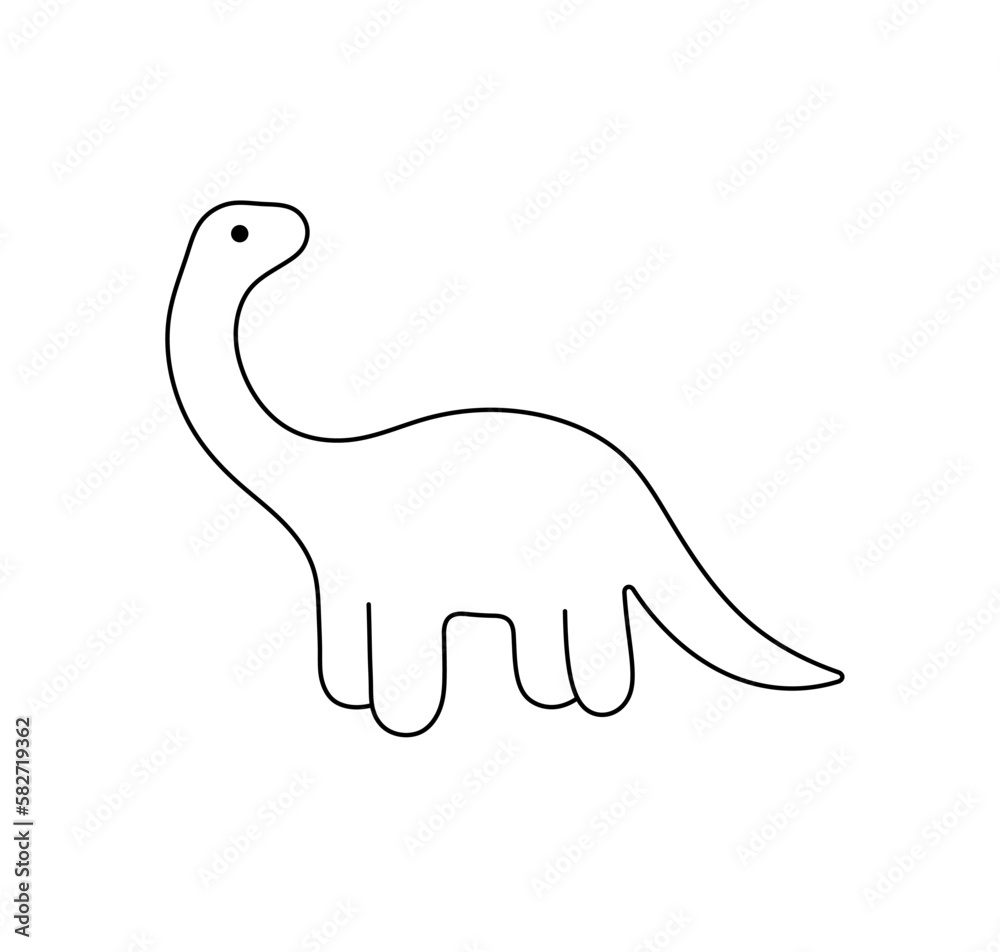 Vector isolated one single lil cute dino dinosaur with long neck side ...