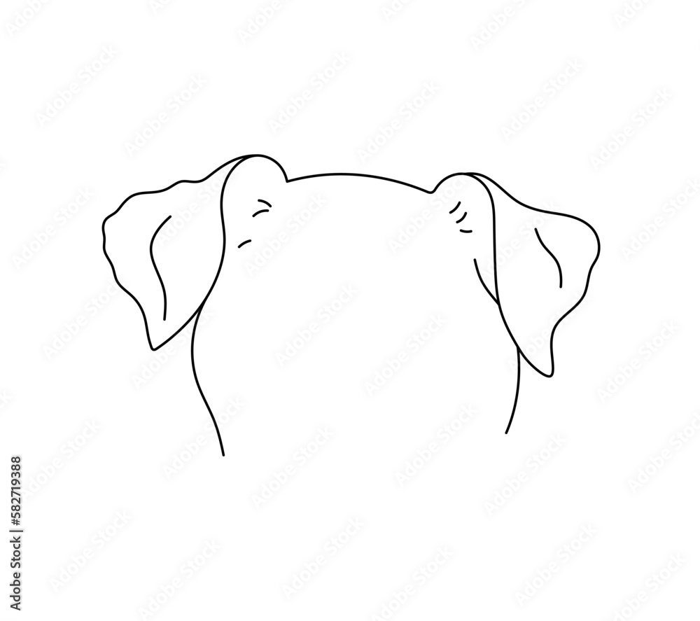Vector isolated one single cute puppy dog top of the head with ears ...
