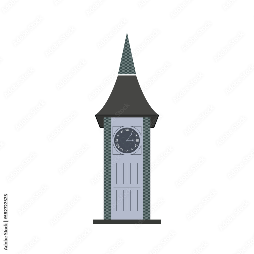 Clock tower retro colonial style building cartoon vector big Ben ...