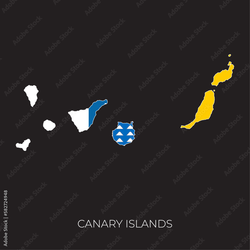 Canary Island map and flag. Detailed silhouette vector illustration ...