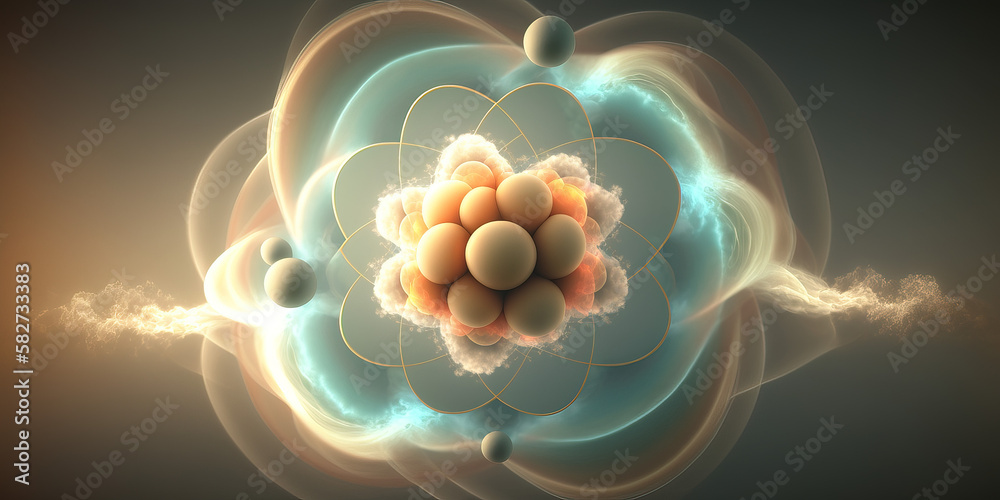 Electron cloud model of atom, with hazy cloud of electrons around ... Electron cloud model of atom, with hazy cloud of electrons around ...