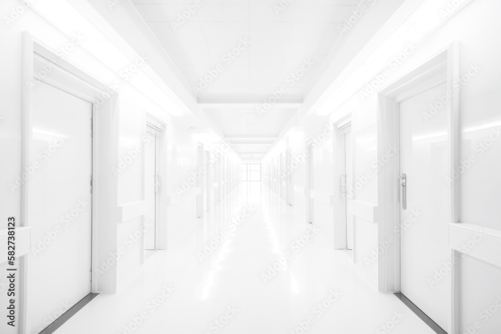 Empty bright hallway in modern building a modern empty white corridor ...