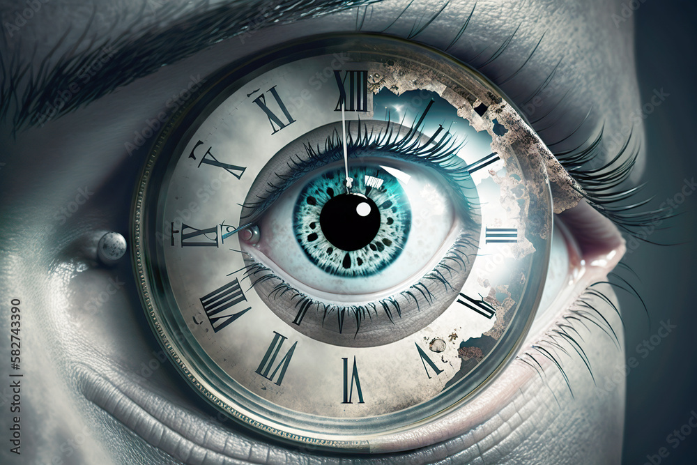 Time passes in the blink of an eye. AI generated illustration ...