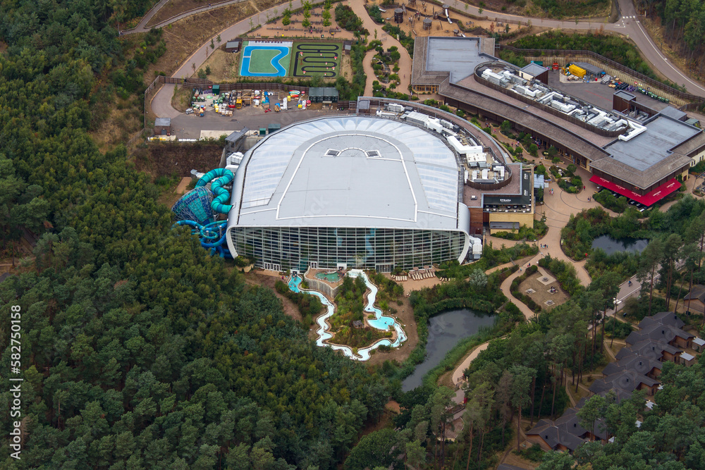 Beautiful Aerial of Center Parcs Woburn Forest in Bedfordshire Stock ...