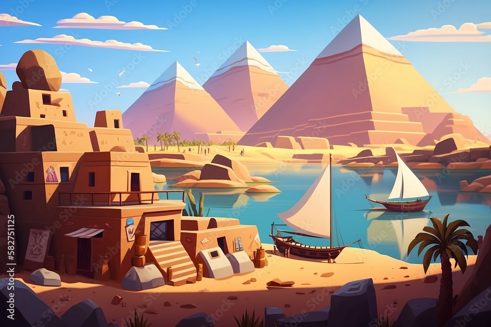 Cartoon Pyramids 03 Stock Illustration | Adobe Stock
