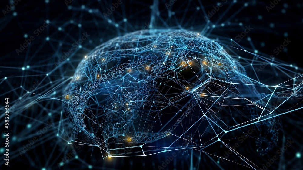 artificial intelligence, machine learning concepts, complex algorithms and networks that drive ...