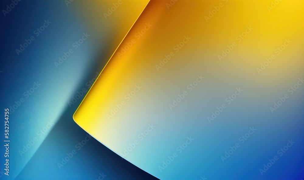 a close up of a blue and yellow wallpaper with a curved corner on the ...