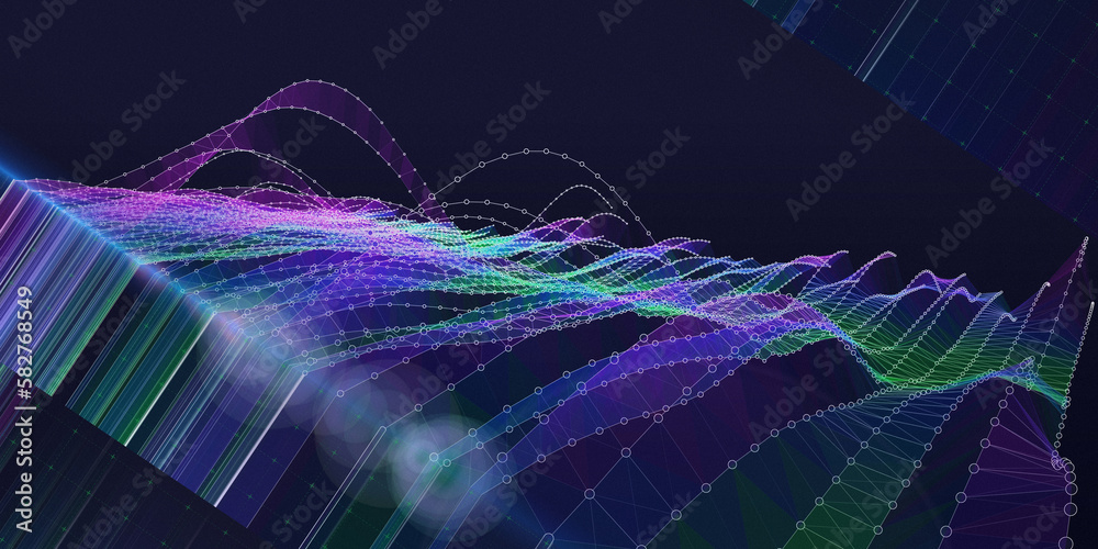 Abstract background color wavy graph from dotted guides with blurred ...