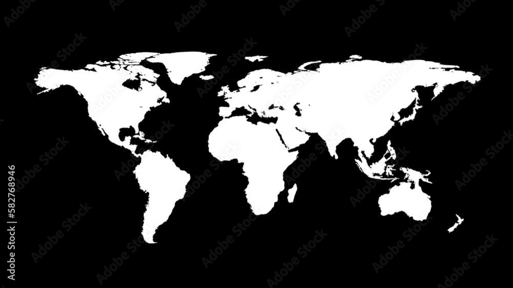 World map animation. Appearance all continents into a whole world map ...