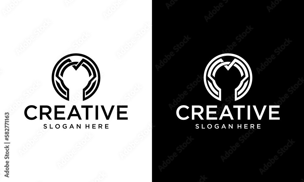 letter symbol M line art abstract modern logo Stock Vector | Adobe Stock