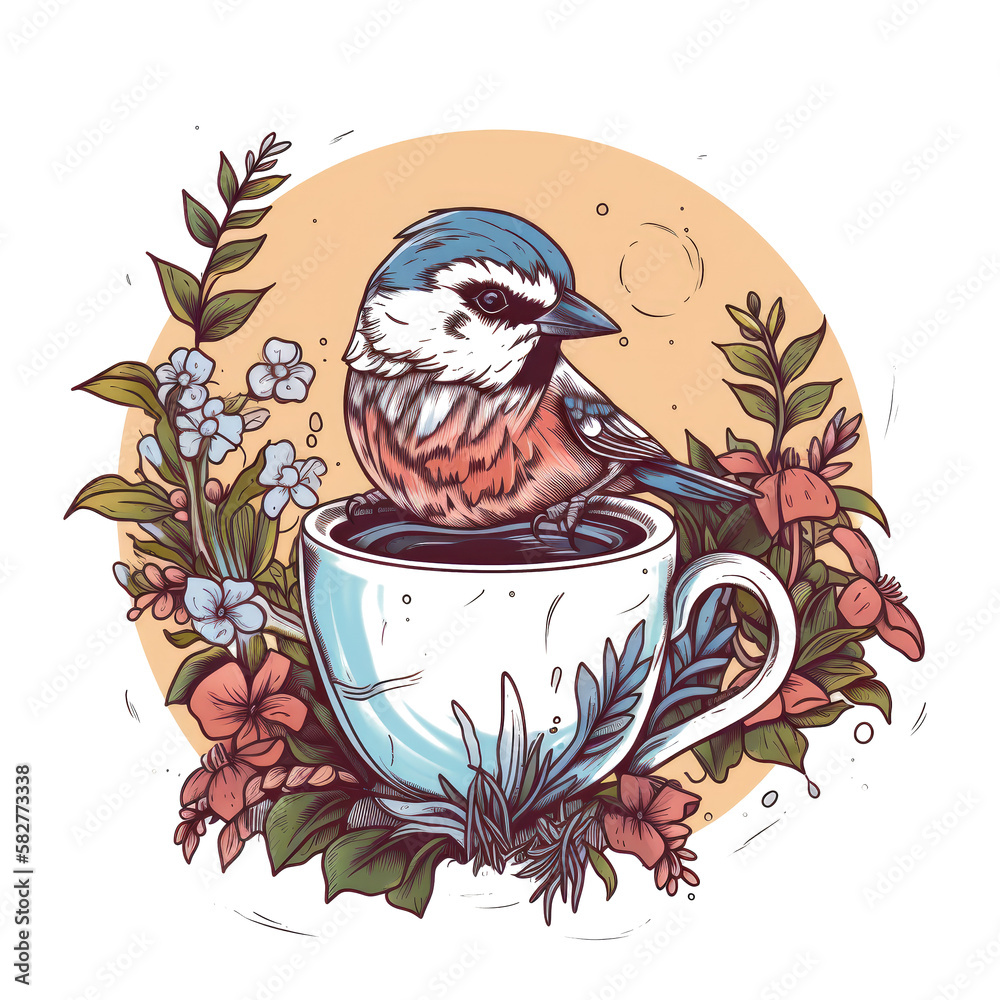 Cute Old World sparrows with a Cup An Old World sparrow holding a cup ...