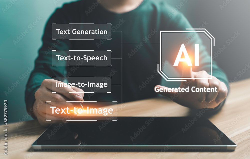 Artist Man using hand AI, Artificial Intelligence to generate content ...