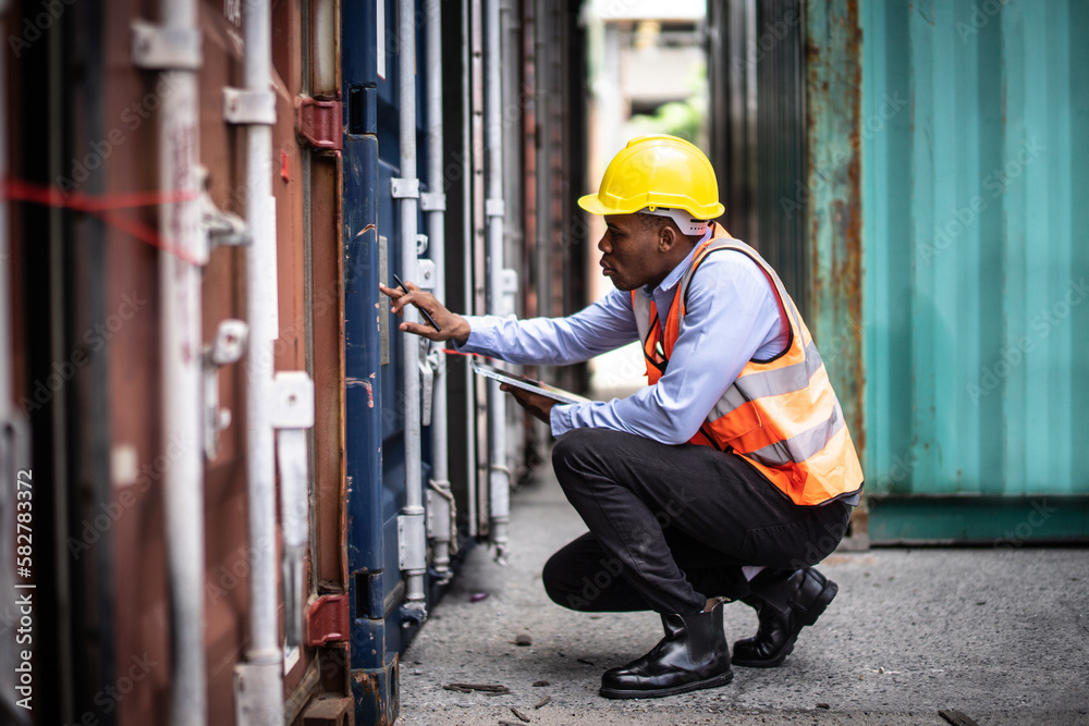 African American Foreman control or check inventory details of ...