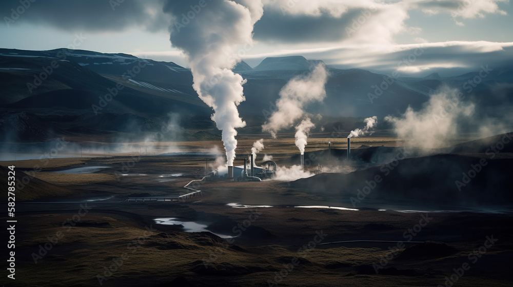 An otherworldly background featuring steam rising from geothermal vents ...