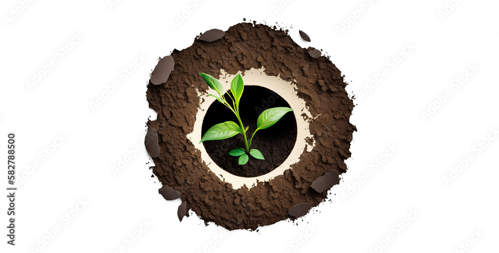 plant sprouting in the middle of a circle of soil circul HD wallpaper ...
