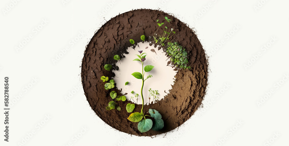 plant sprouting in the middle of a circle of soil circul HD wallpaper ...