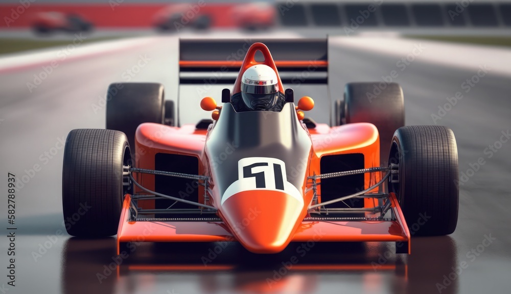 single seater racing car in action on circuit, Formula championship ...