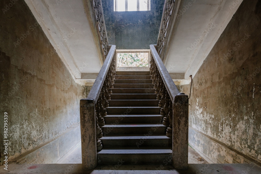 Old vintage staircase at the abandoned building Stock Photo | Adobe Stock