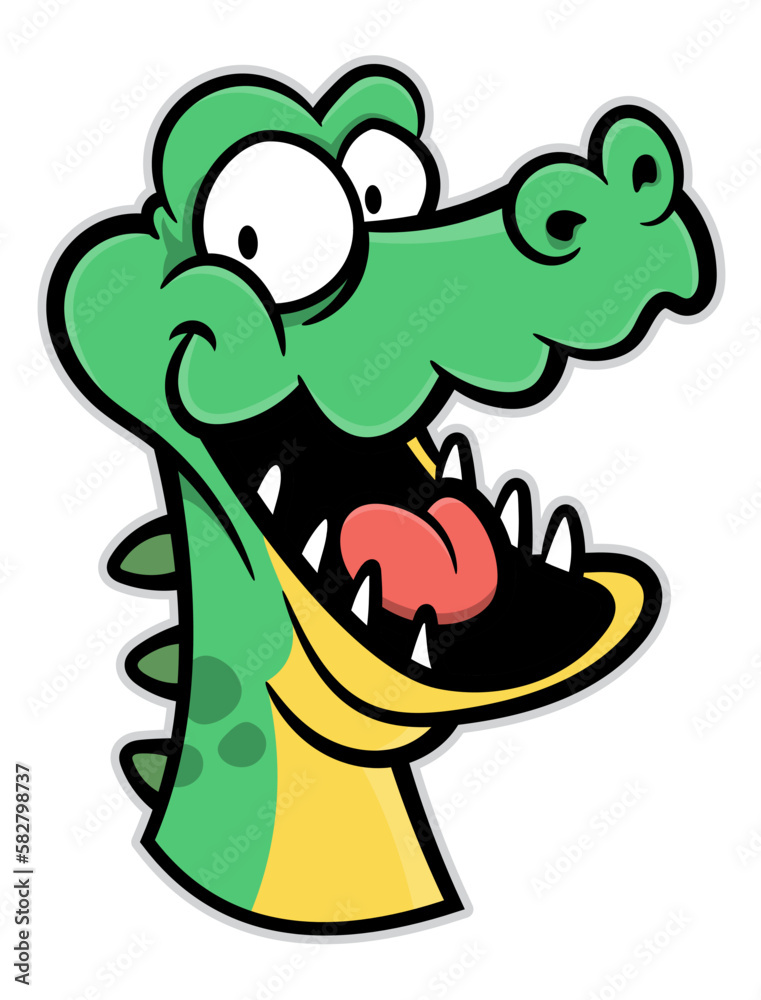 Cartoon illustration of Crocodile face with a big smile. Best for ...