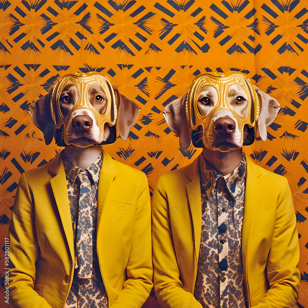 Abstract Funky Dogs music band illustration, fashionable, retro pop and ...