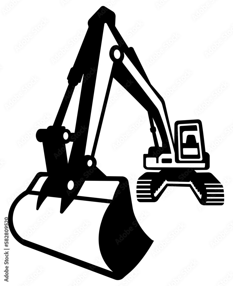 Excavator Front SVG, Heavy Excavator SVG, Excavator icon, Construction ...