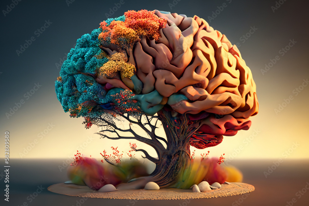 A Tree of Self-Care for the Human Brain Ai Generated Art Work Stock ...