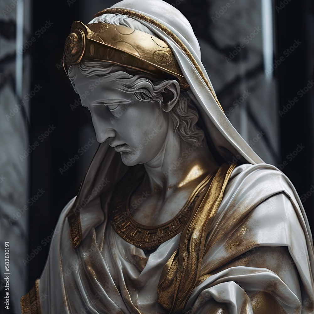 Une sculpture en marbre représentant un grec stoïcien, une personne ...