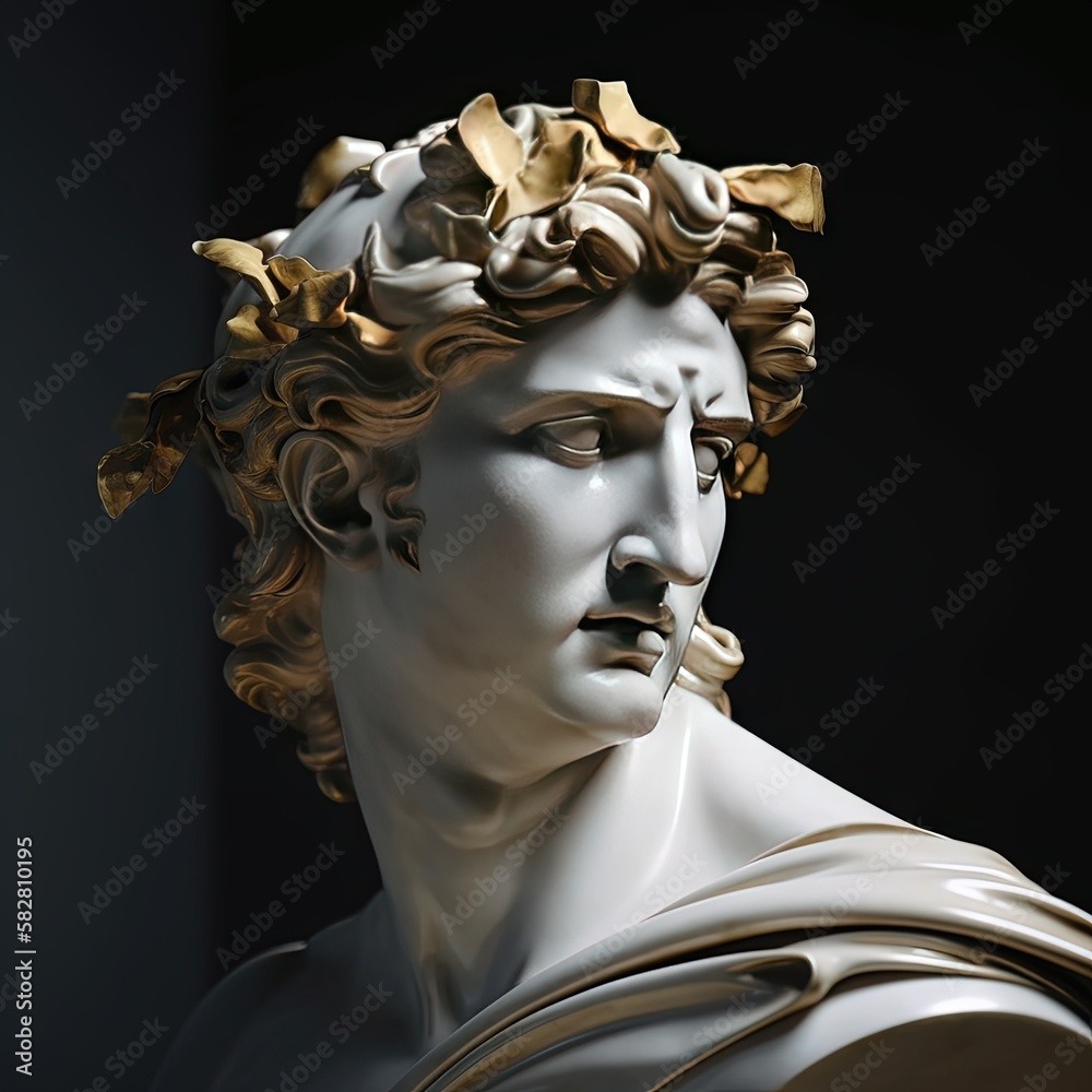 Une sculpture en marbre représentant un grec stoïcien, une personne ...