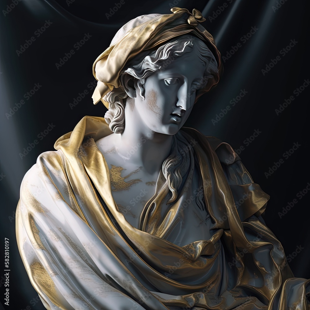 Une sculpture en marbre représentant un grec stoïcien, une personne ...