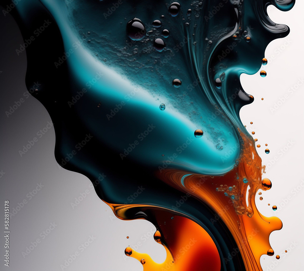 Colorful Background with Bold Waves of Overlapping Oil Colors Ai ...