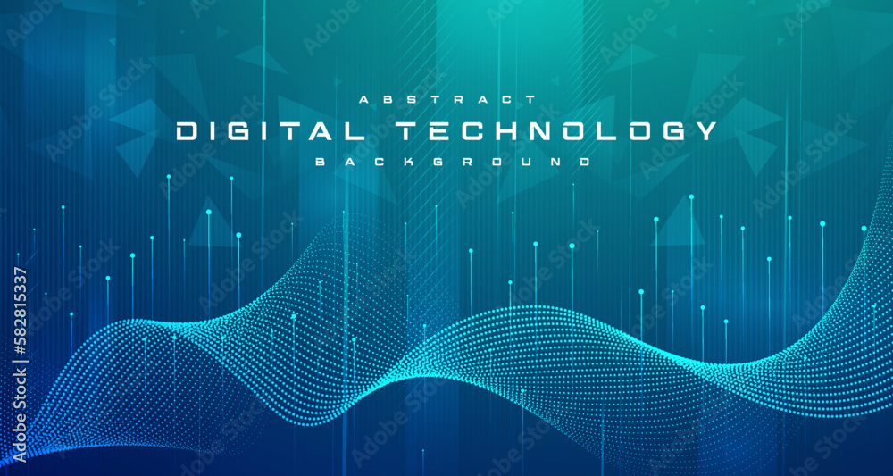 Digital technology banner green blue background concept, cyber ...