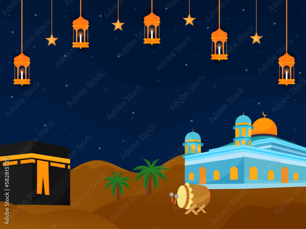 Islamic Background for Eid Night, Eid Vector Illustration. Suitable for ...
