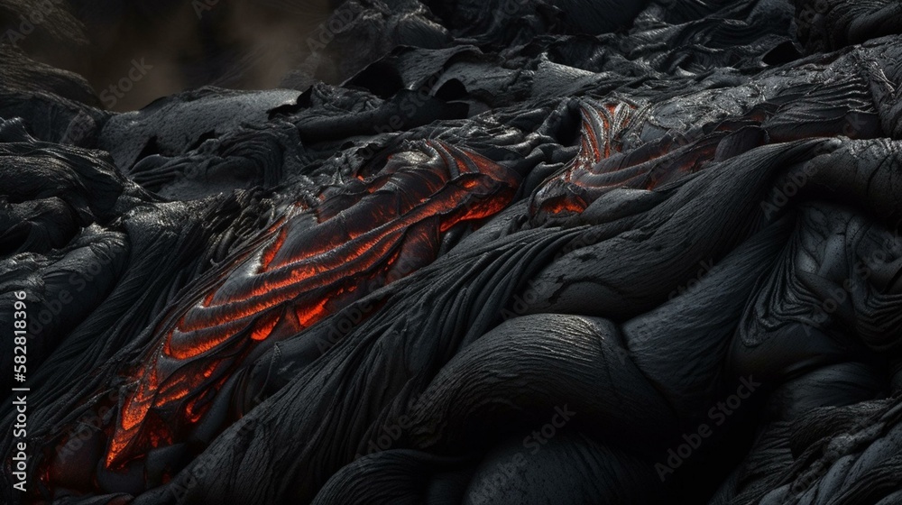 The dramatic contrast between the dark, jagged rocks of the volcano and ...
